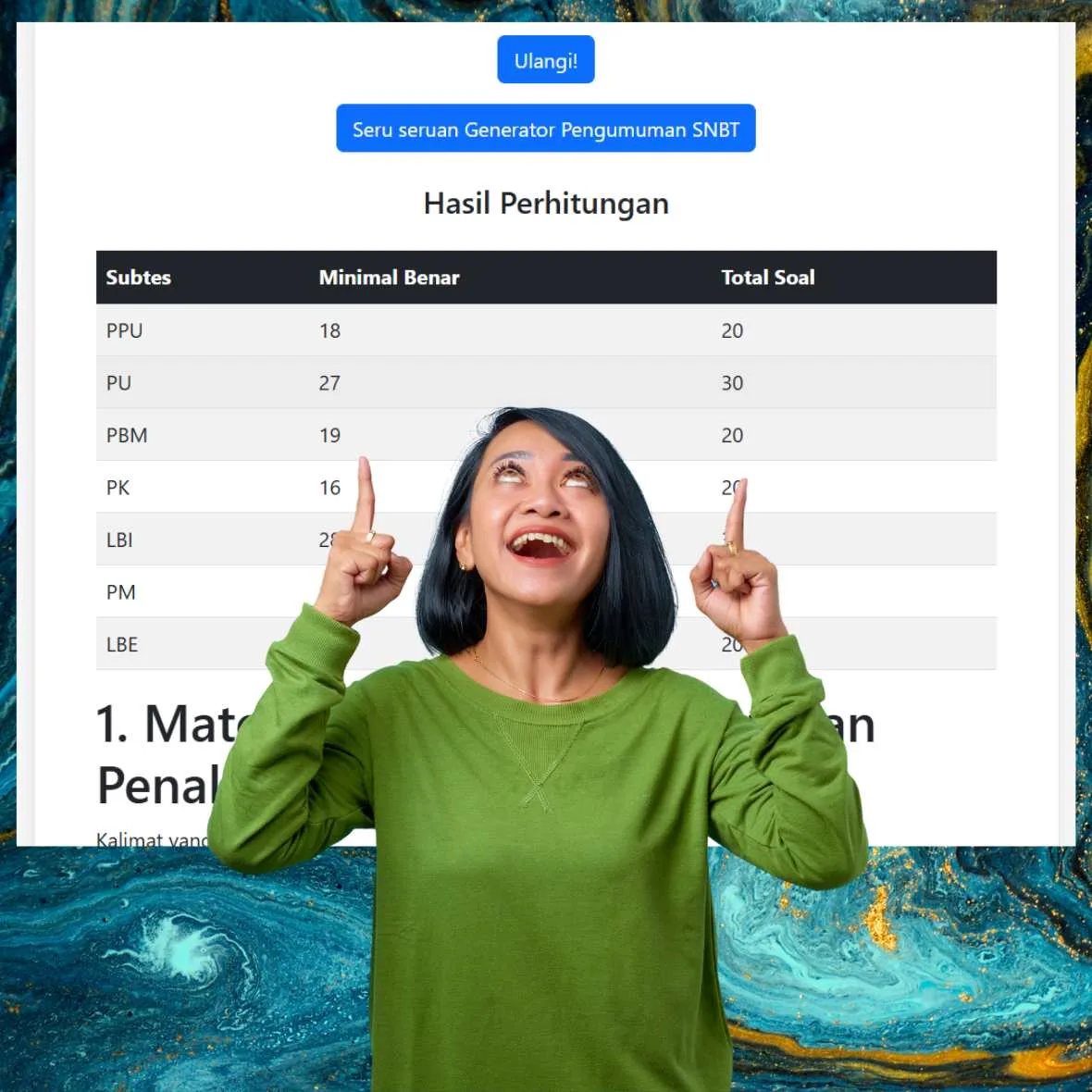 Kalkulator Target Skor UTBK SNBT